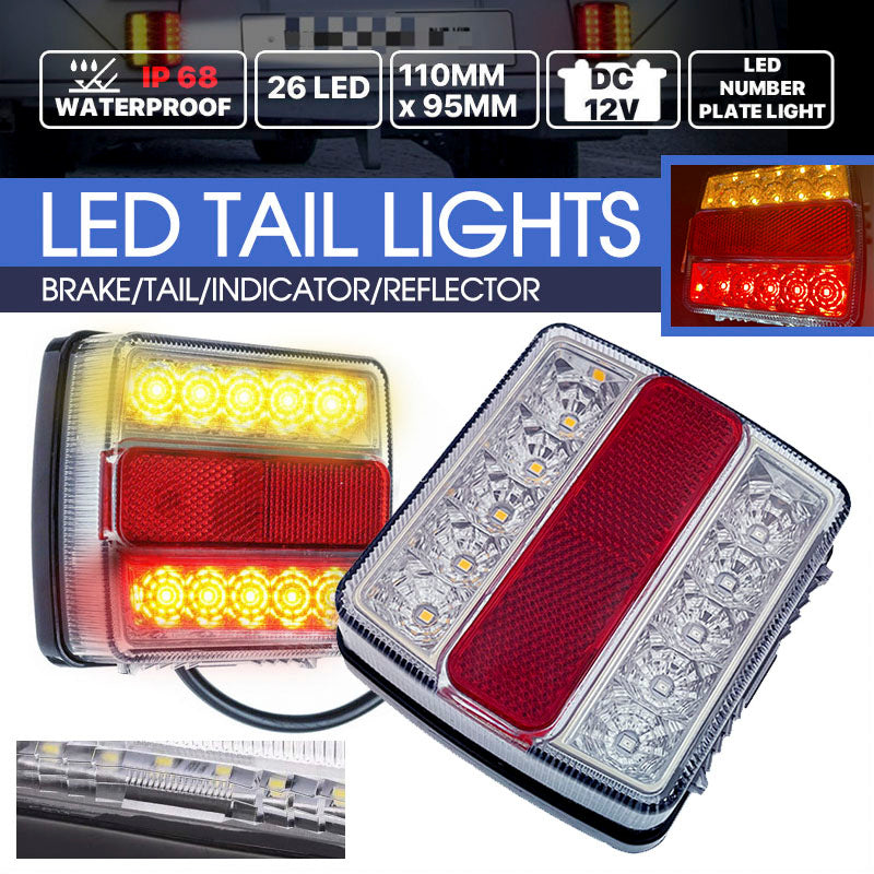 2X Submersible/Waterproof 26 LED Stop Tail Lights Kit Boat Truck Trail ...