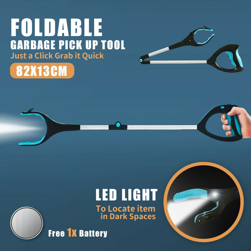 Foldable & Extendable Pick Up Grabber Reacher Stick Reaching with LED ...
