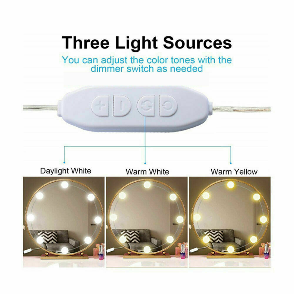 Hollywood Style 10 Bulbs Dimmable Lamp Vanity Light LED Make Up Mirror ...