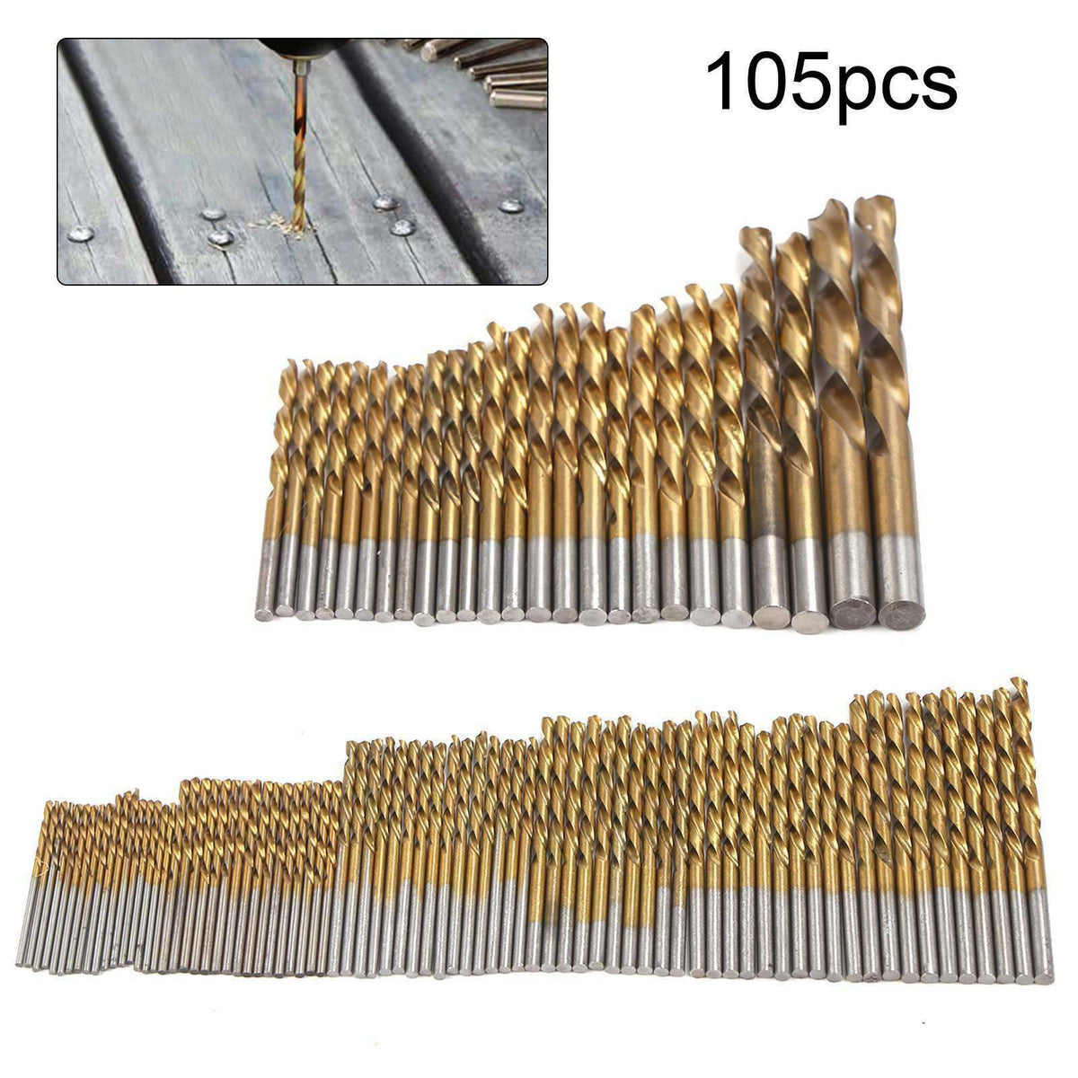 105pc Drill Bits Set for Stainless Steel Metal HSS-Co Cobalt Bit Titan ...